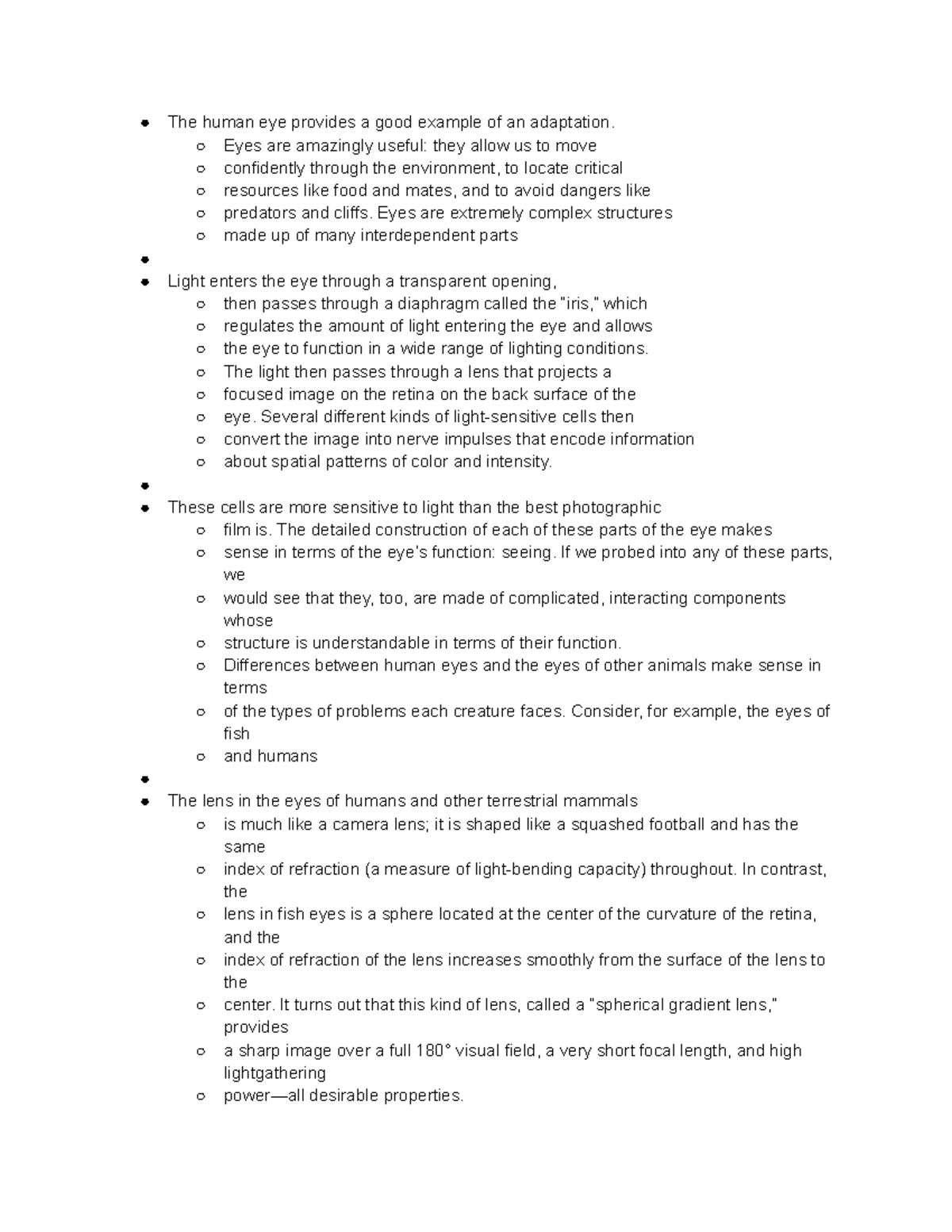 Explaining Adaptation before Darwin The eye - The human eye provides a ...