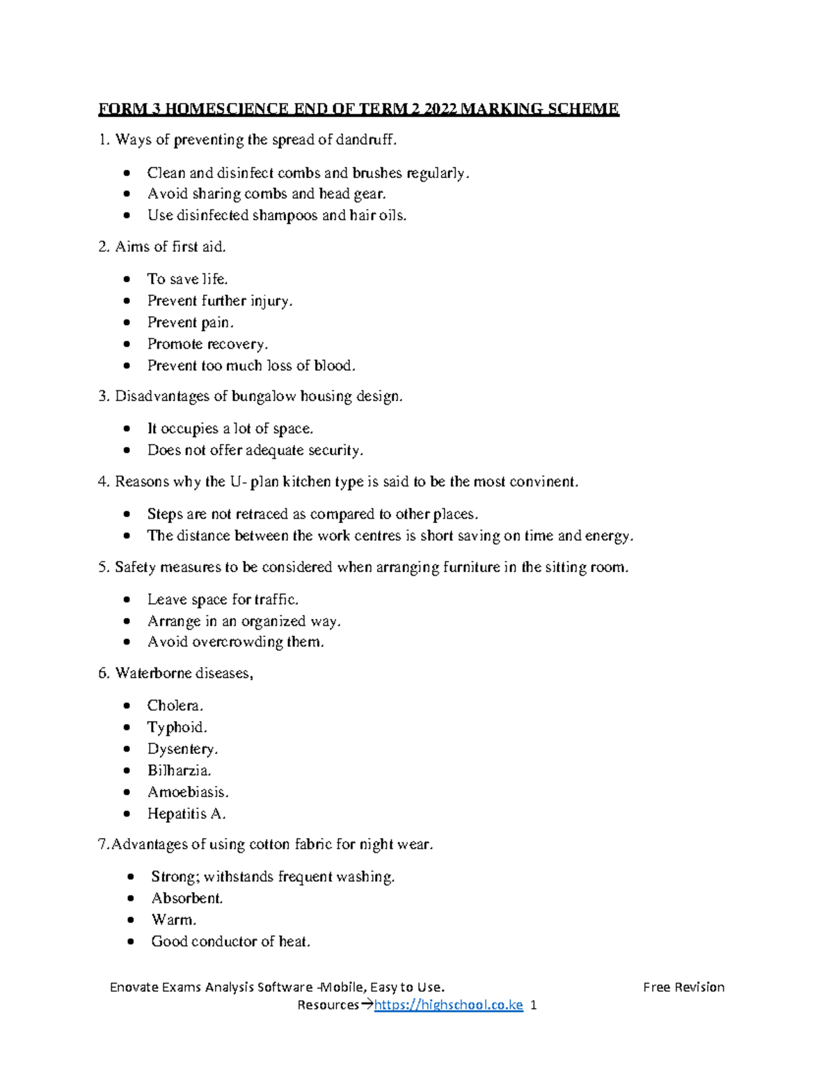 HOME Science Form 3 Term 2 Joint Exam 2022 Marking Scheme - Enovate ...