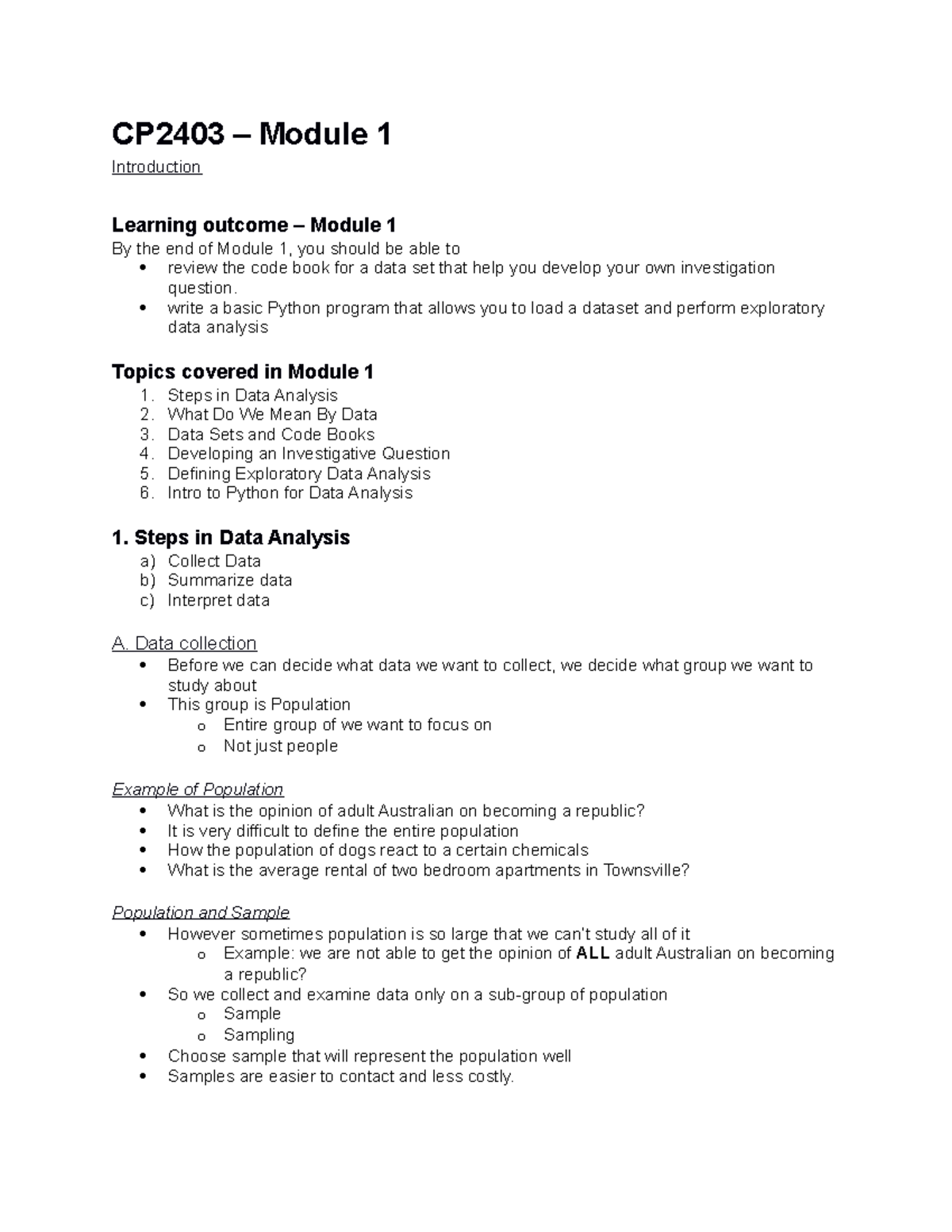 Topic 1 Not finished - Practical - CP2403 – Module 1 Introduction ...