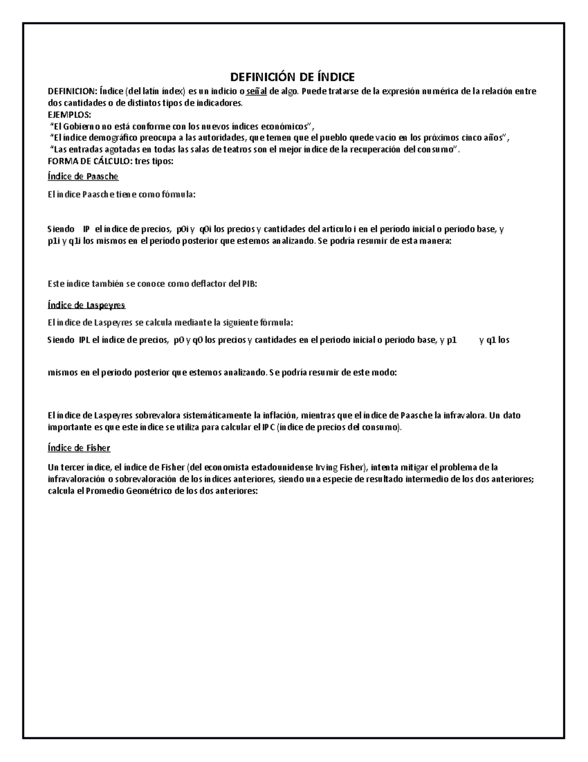 Definición DE Índice - 6ue66ue6e - DEFINICIÓN DE ÍNDICE DEFINICION ...