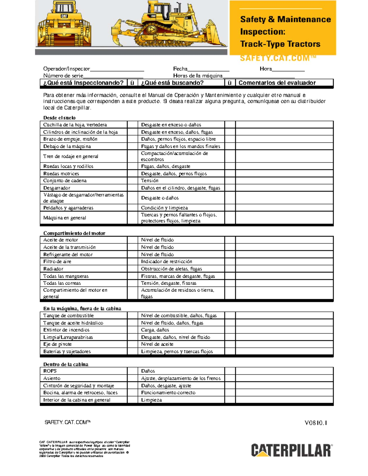 Caterpillar Checklist – Cat Inspection Checklist – DISKG