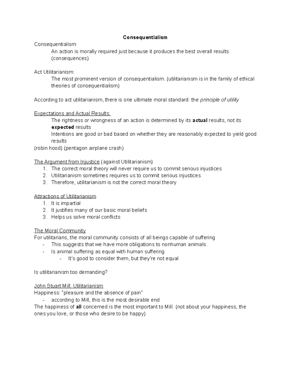 Chapter 5: Consequentialism - Consequentialism Consequentialism: An ...