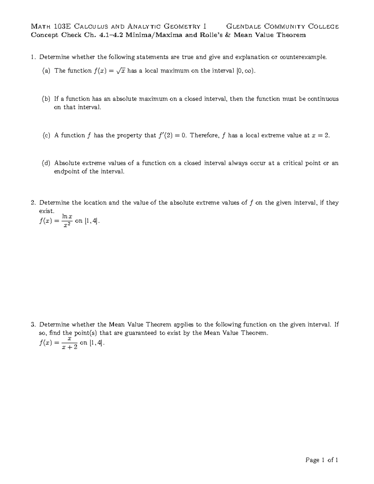 Ch 4 - practice quiz - Math 103E Calculus and Analytic Geometry I ...
