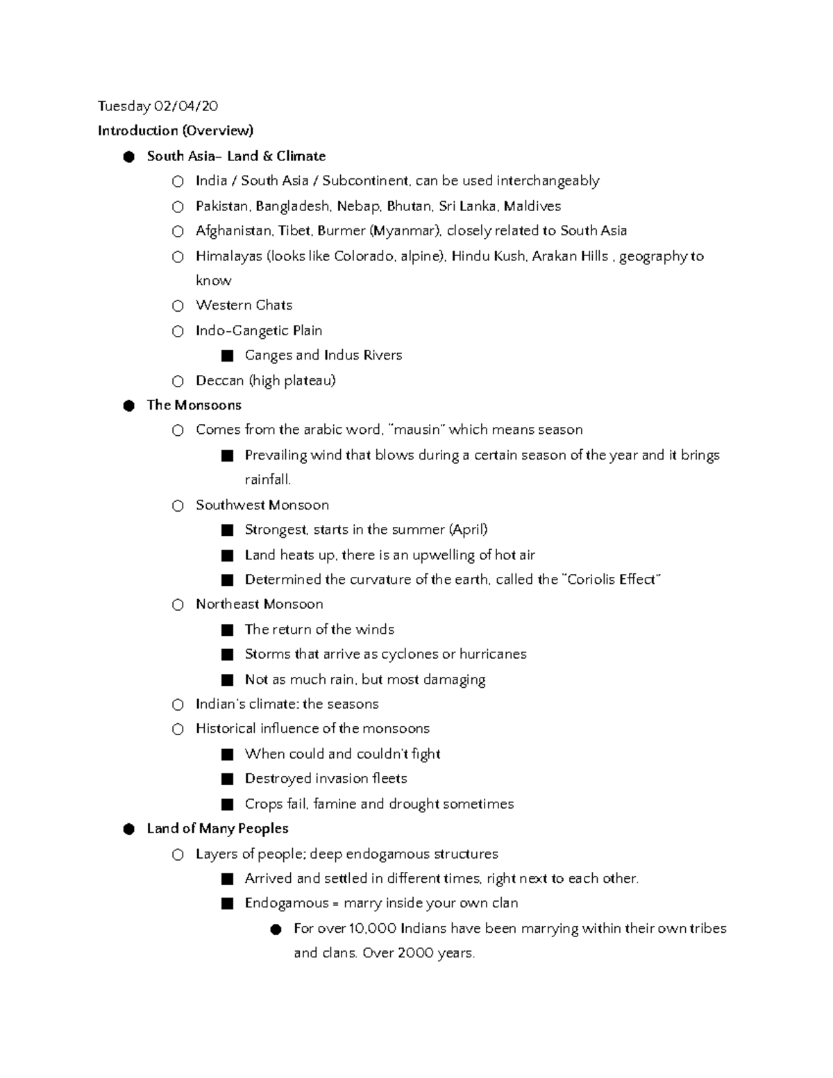 Midterm Notes History 449 - Tuesday 02/04/ Introduction (Overview ...