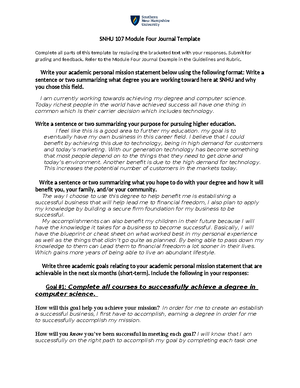 SNHU 107 Module Four Journal Template copy - SNHU 107 Module Four ...
