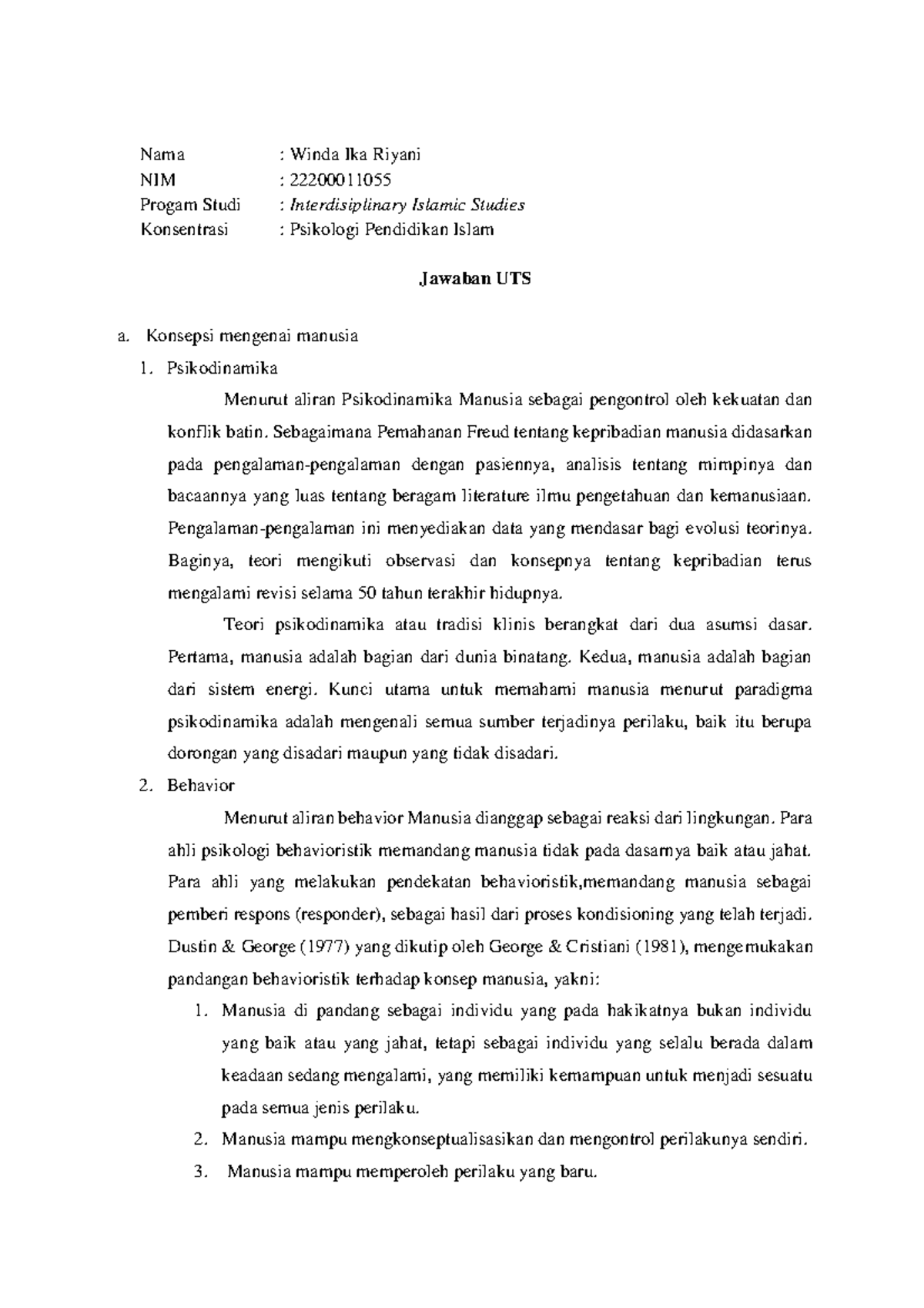 UTS Winda Ika R PSi Kla dan Kontem - Nama : Winda Ika Riyani NIM ...