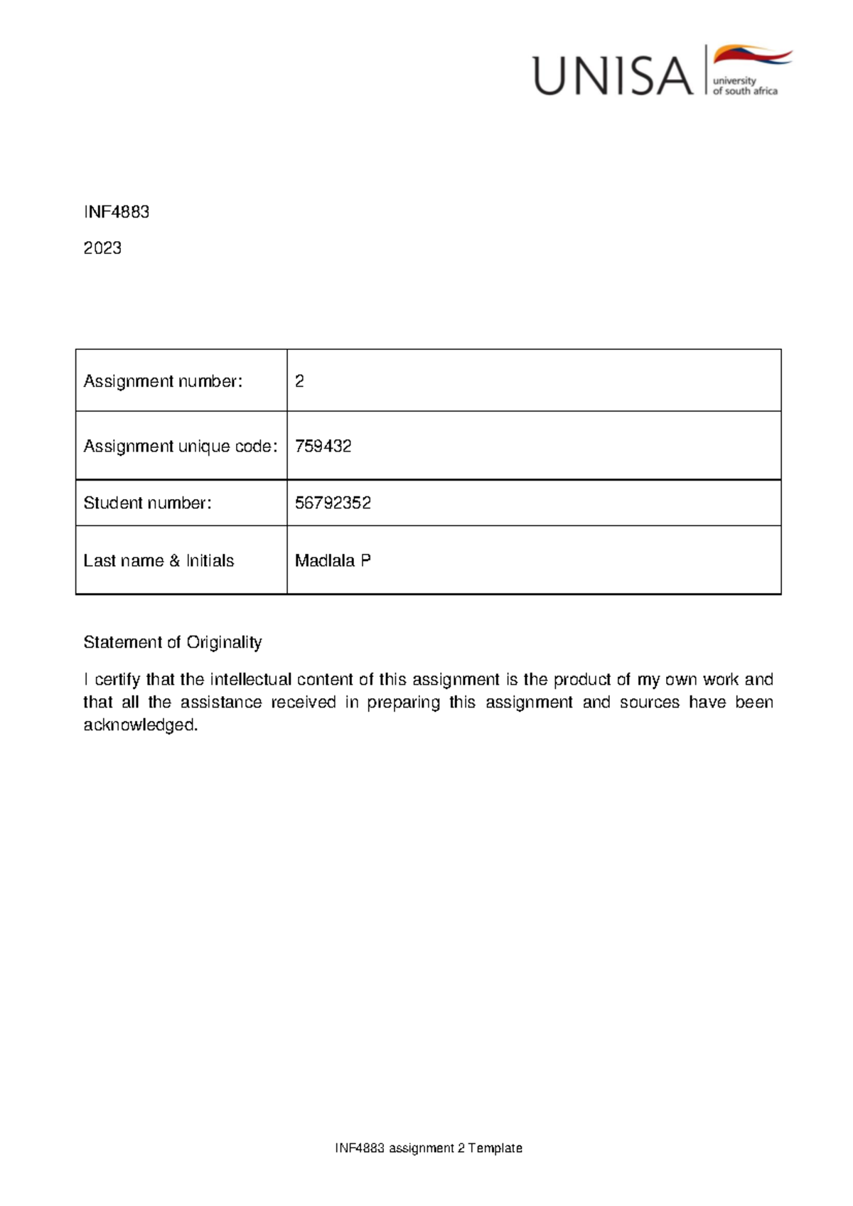 Assignment Two EA - INF4883 assignment 2 Template INF 2023 Assignment ...