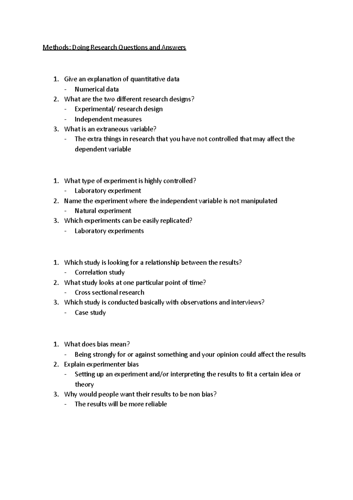 Doing Research - doc - Methods: Doing Research Questions and Answers ...