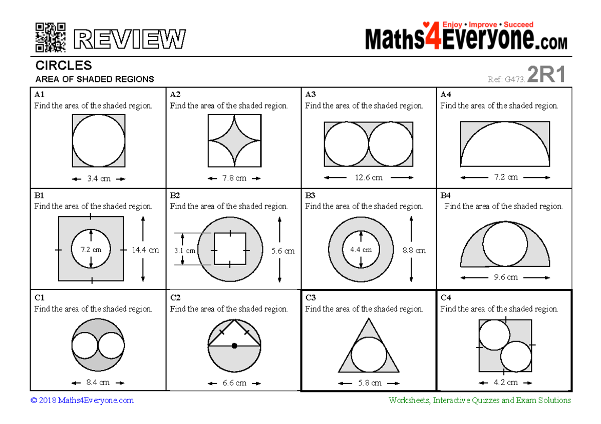 Questions area of shaded regions - CIRCLES AREA OF SHADED REGIONS Ref ...