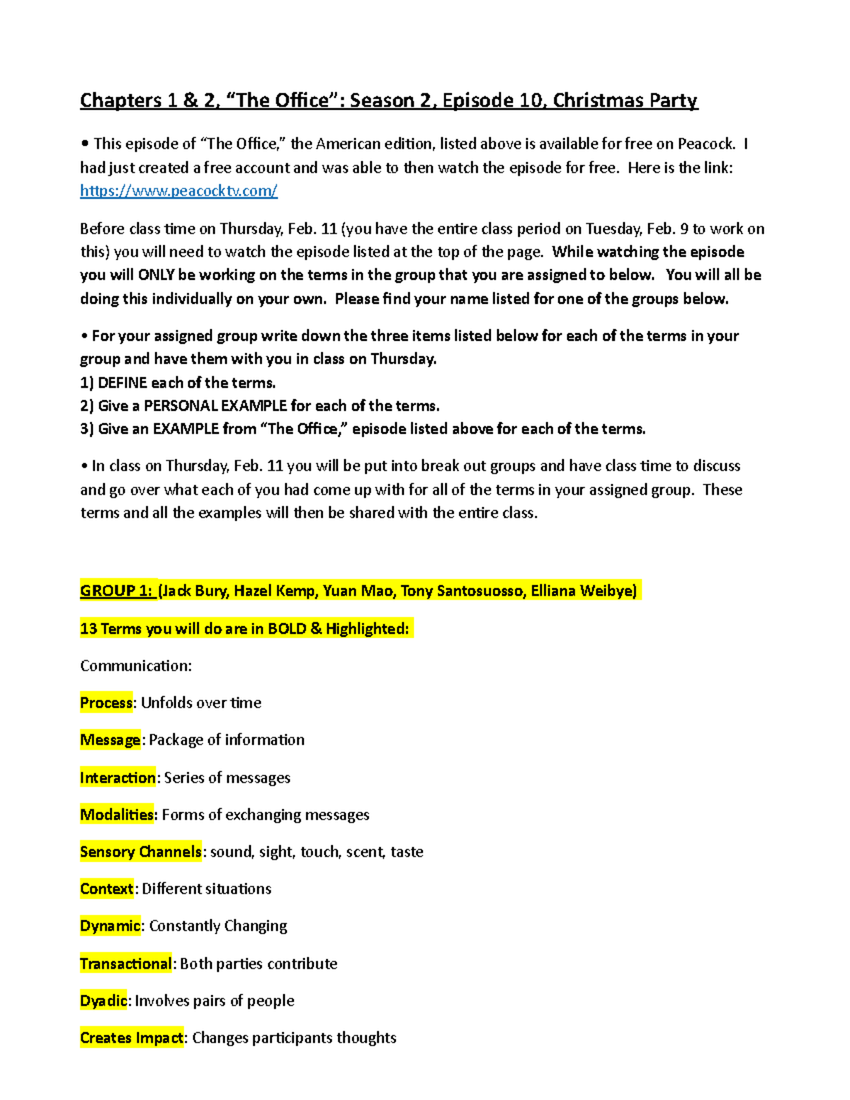 The Office Assignment - Fall 2021 - Chapters 1 & 2 - Section 6 ...