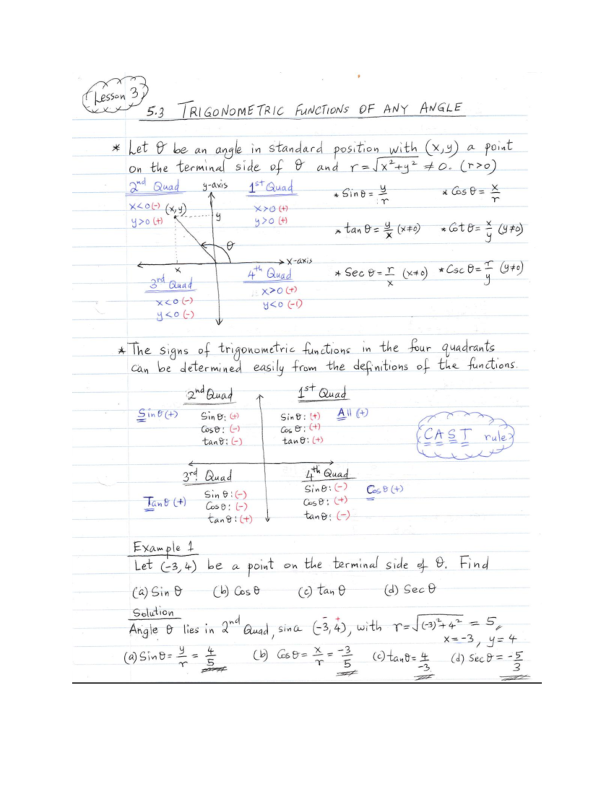Trig functions of any angle-reference angle - Introduction to Calculus - Studocu