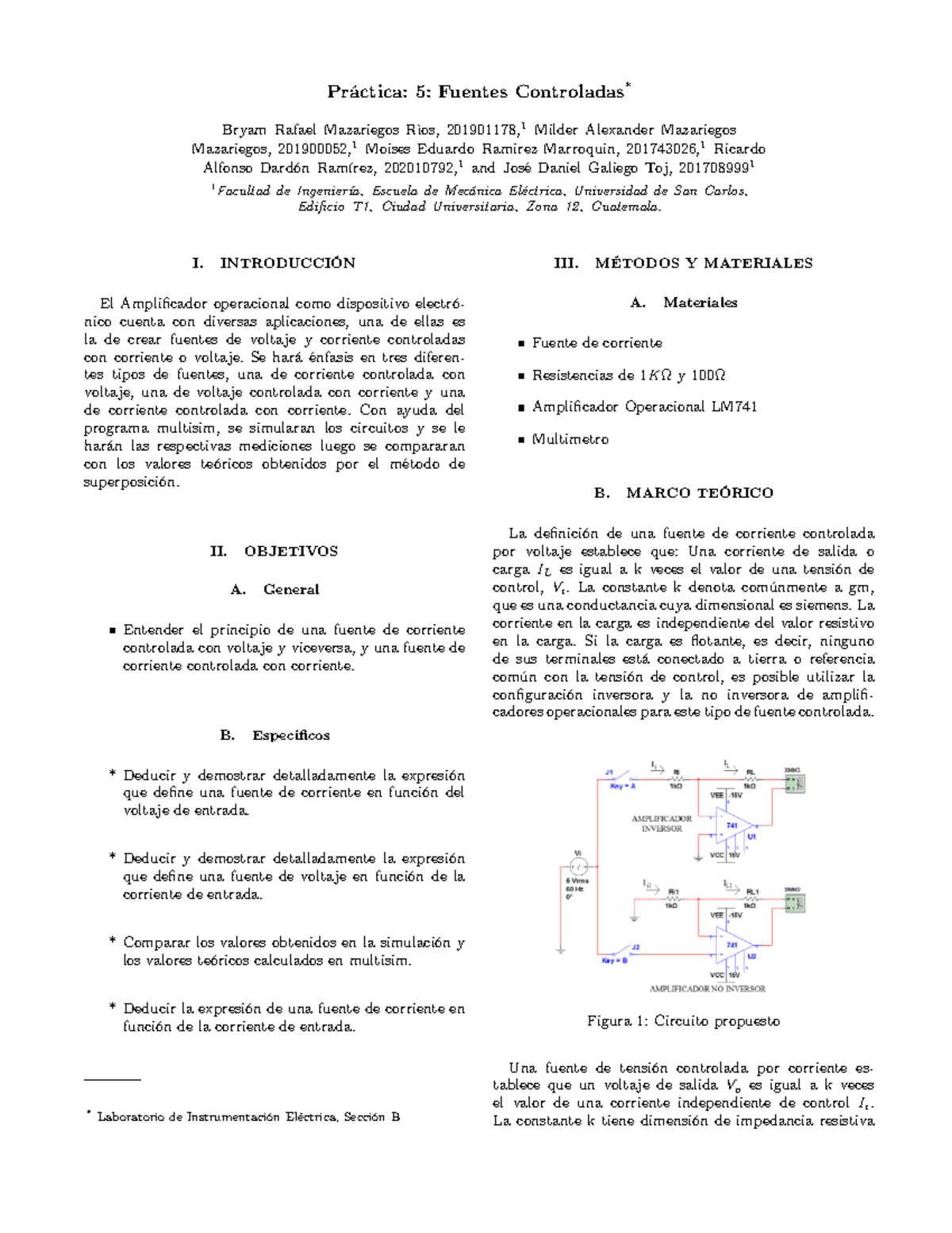 Practica 5 LAB Instru - LAB - Práctica: 5: Fuentes Controladas* Bryam ...