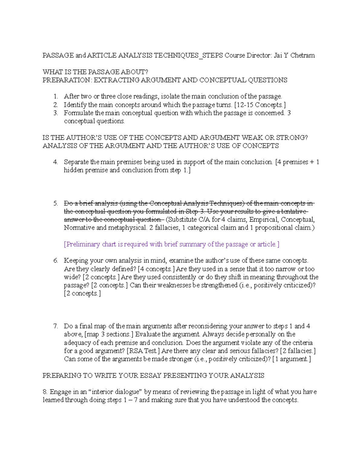 Passage Article Analysis Steps - PASSAGE and ARTICLE ANALYSIS ...