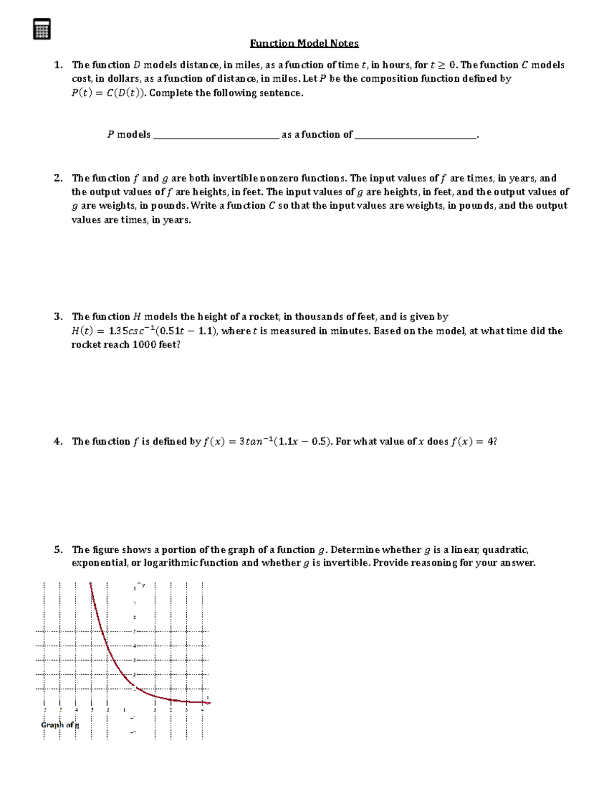 Day 3 - Function Models Student Notes - Function Model Notes The ...