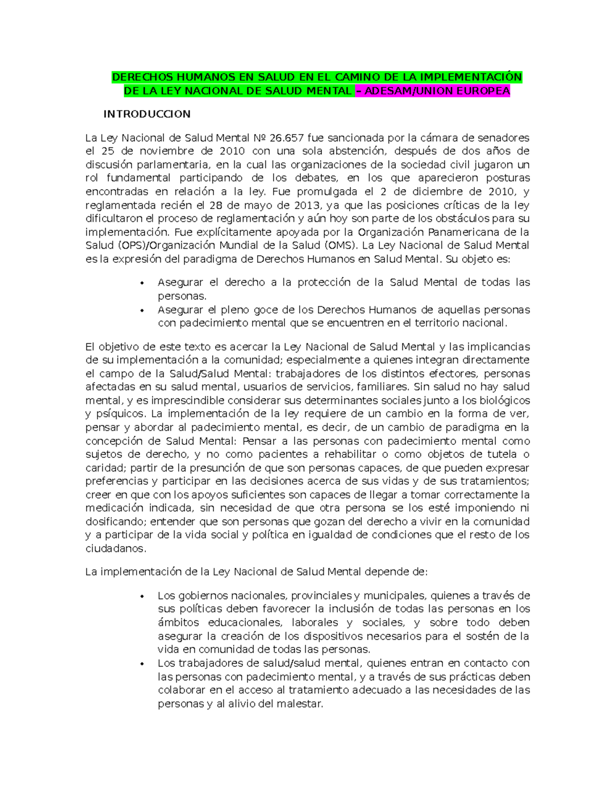 Texto unidad 2 - CELS y ADESAM - DERECHOS HUMANOS EN SALUD EN EL CAMINO ...