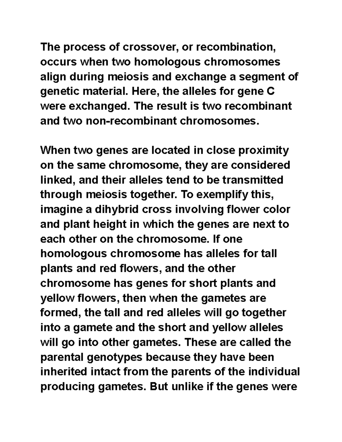 BIOL 1345 Module 10 Laws of Inheritance - The process of crossover, or ...