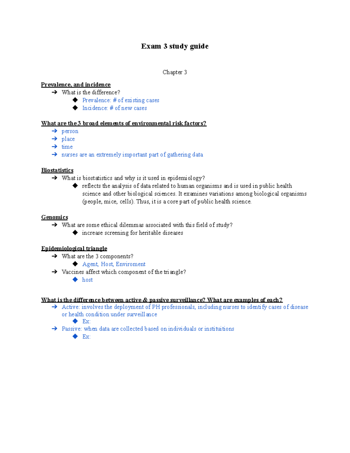 Exam+3+study+guide.docx - Exam 3 study guide Chapter 3 Prevalence, and ...