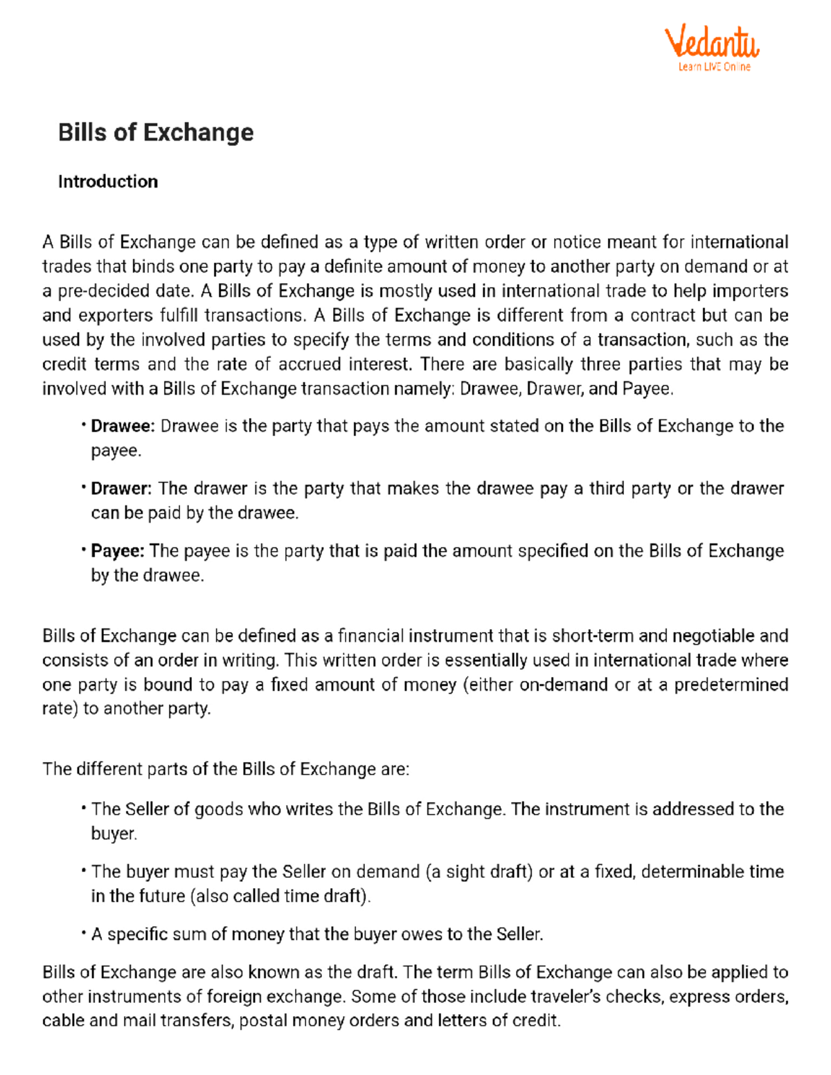Bills of Exchange - Introduction to Banking and Financial Markets - Studocu