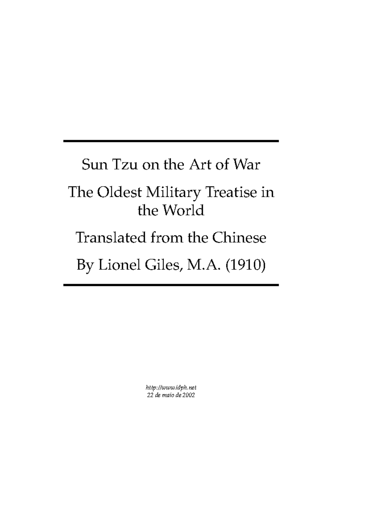 Sun Tzu on the Art of War The Oldest Mil - Sun Tzu on the Art of War ...