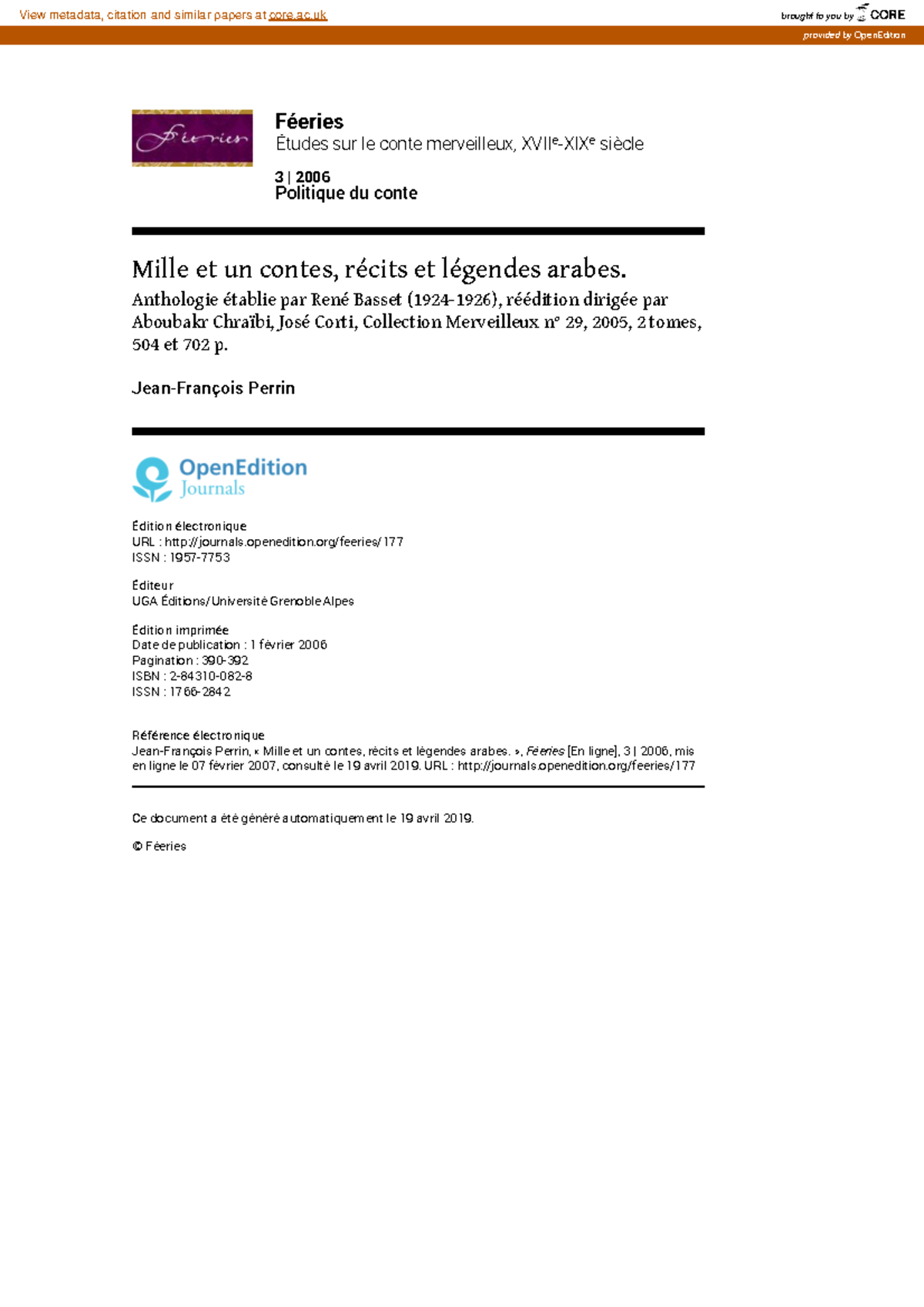 224241255 - Coure de note - Féeries Études sur le conte merveilleux ...