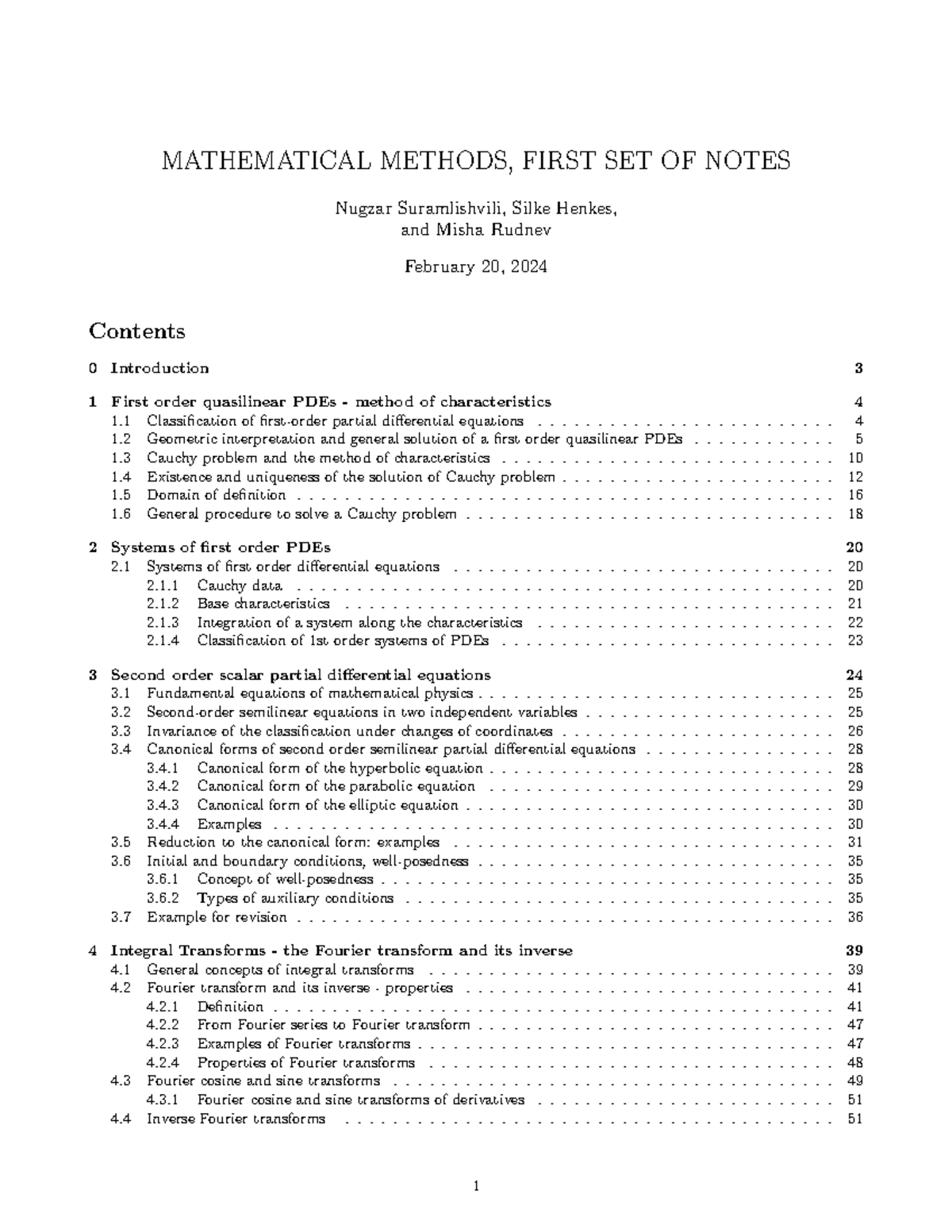 First half notes - MATHEMATICAL METHODS, FIRST SET OF NOTES Nugzar ...