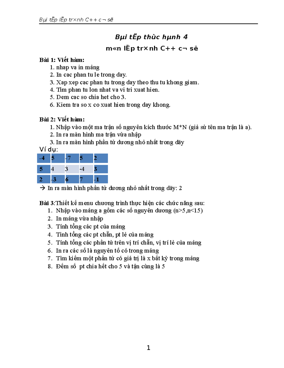 Bai tap C++ Buoi 5 - bài tập c++ - Bμi tËp lËp tr×nh C++ c¬ së Bμi tËp thùc hμnh 4 m«n lËp tr×nh ...