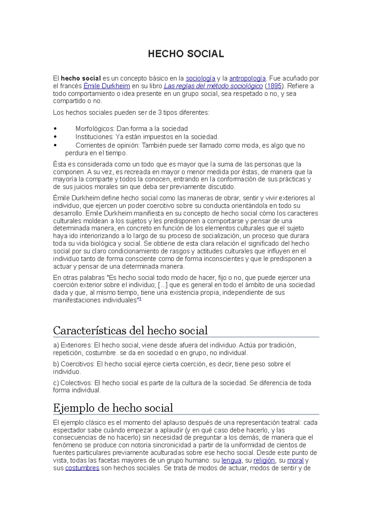 Hecho social - Sociologia - HECHO SOCIAL El hecho social es un concepto ...