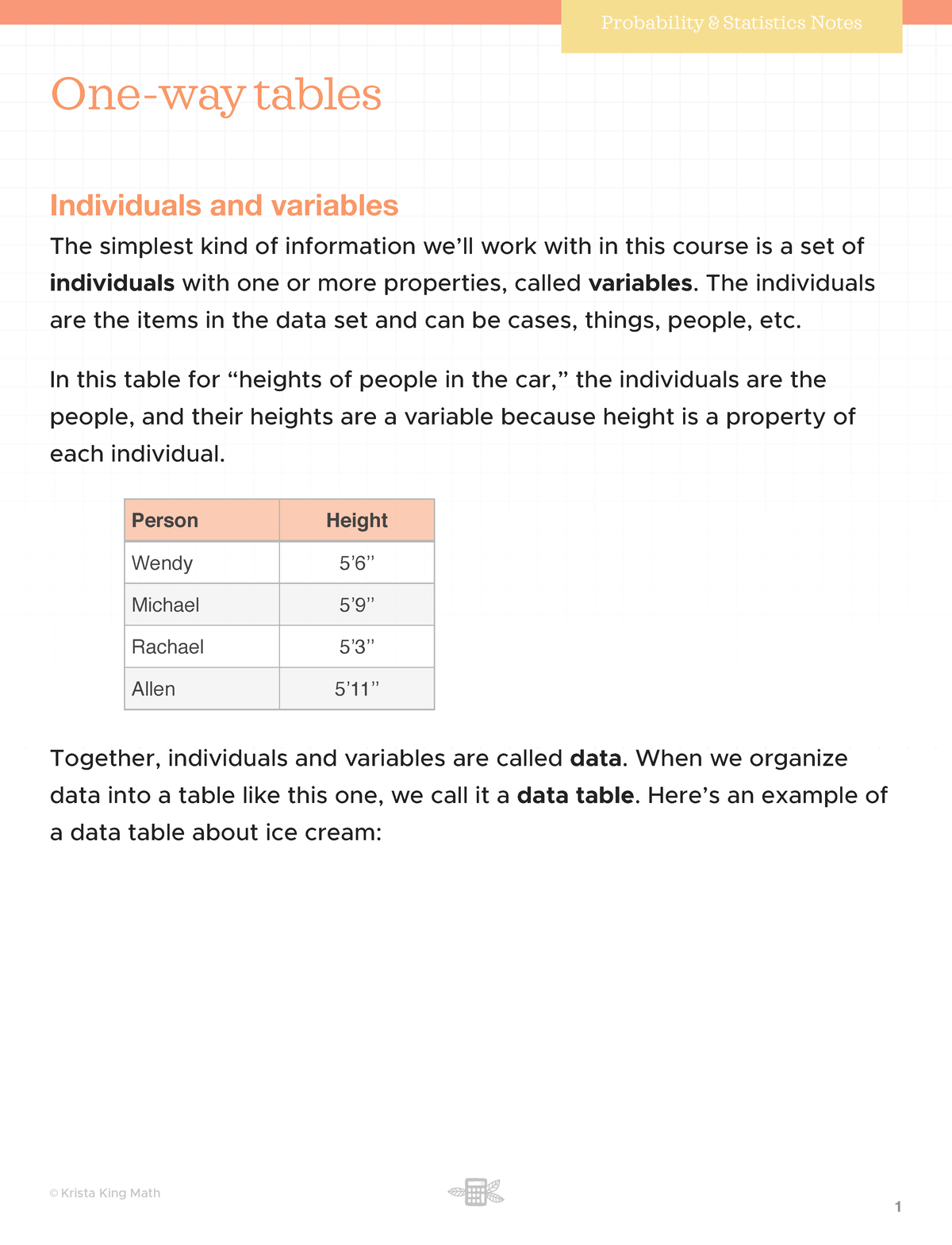 01 One-way tables - Python and Statistics - One-way tables Individuals ...