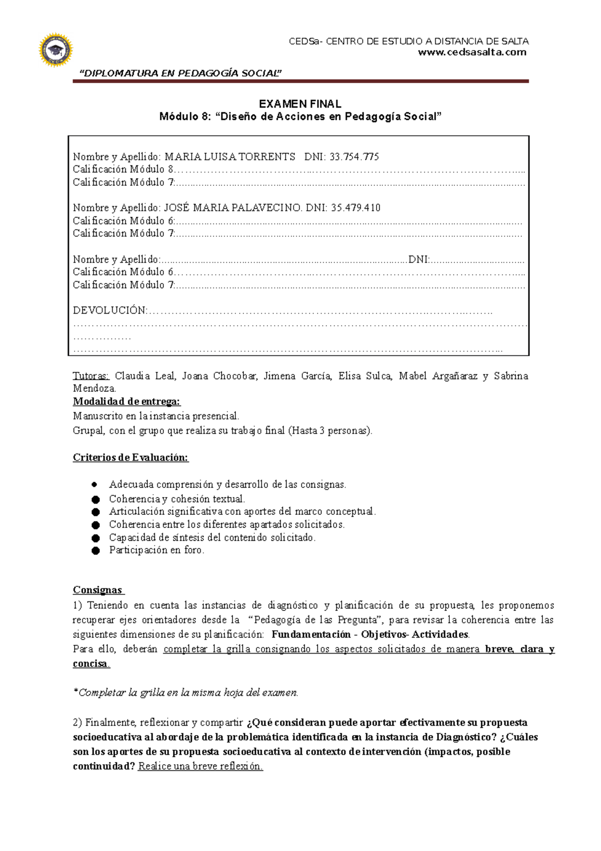 Cuadro modelo maso - material de estudio - cedsasalta “DIPLOMATURA EN ...