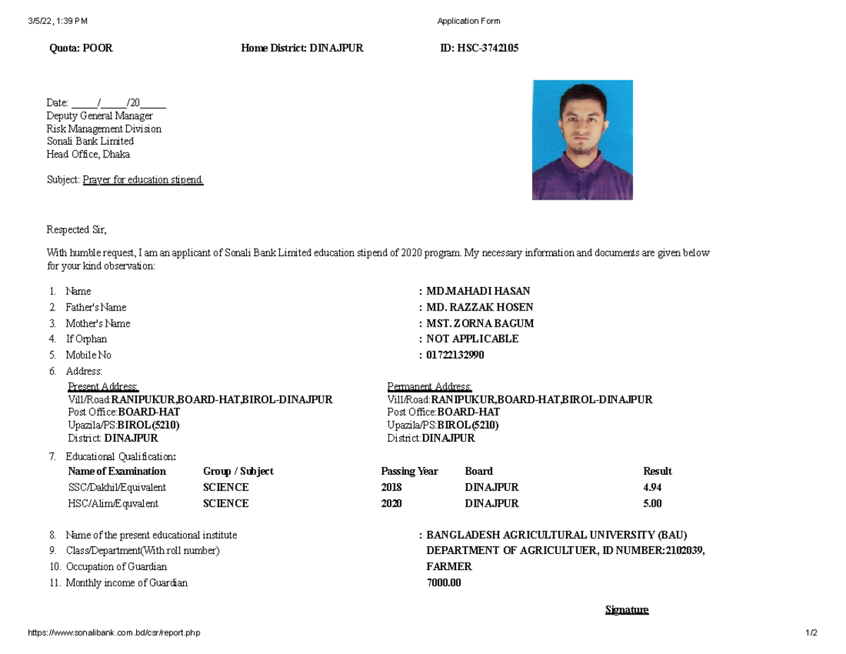 Application Form - 3/5/22, 1:39 PM Application Form sonalibank.com/csr ...