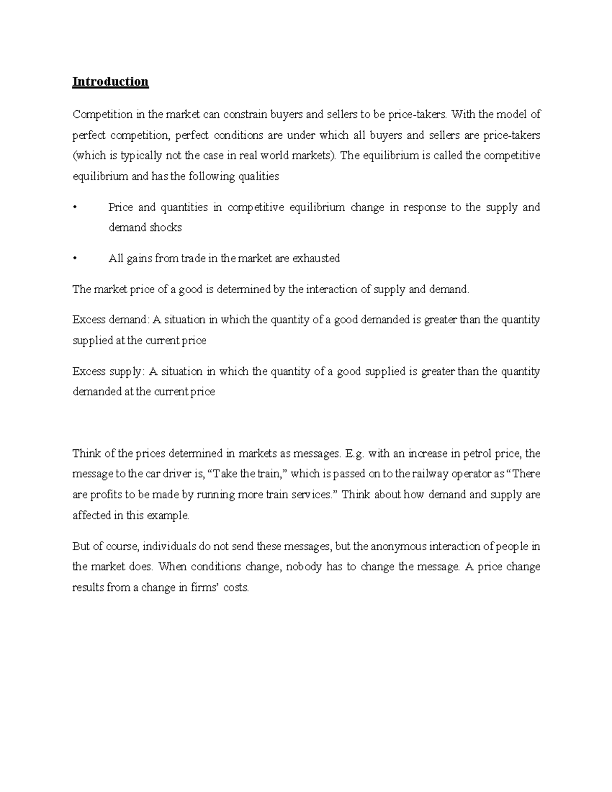 Unit 8 Summary - Introduction Competition in the market can constrain ...