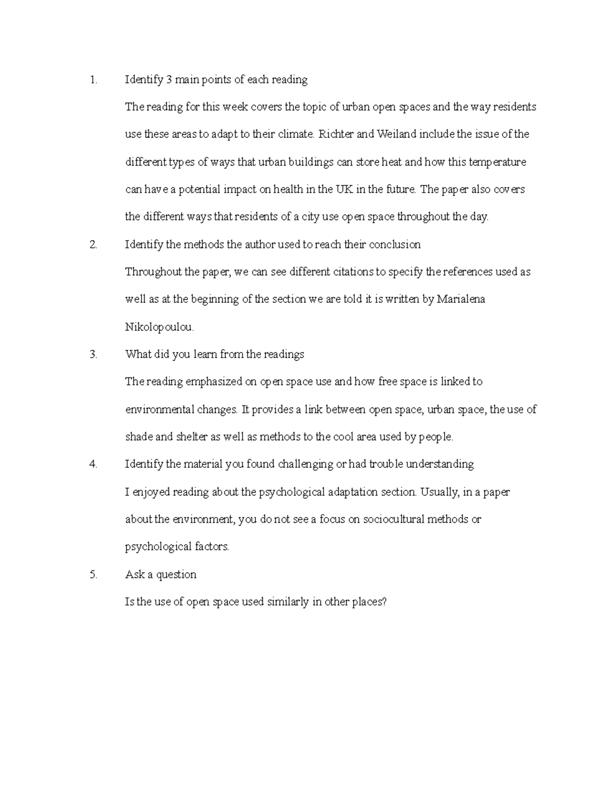 Reading 10 - Identify 3 main points of each reading The reading for ...