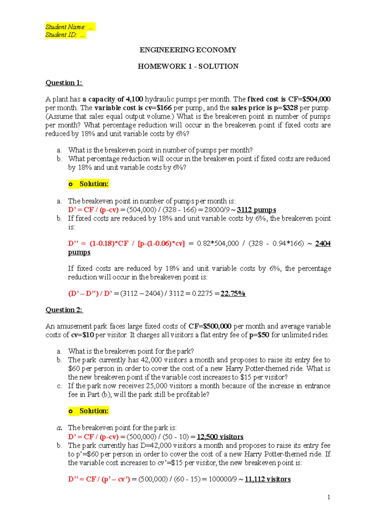 EE-HW1-Solution - HW for practicing midterm - Student ID ...