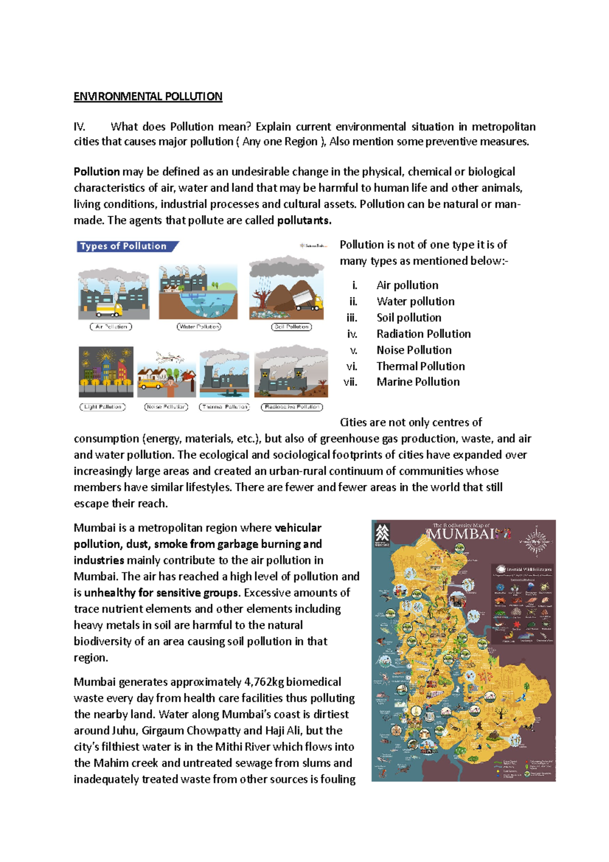 EVS Environmental Pollution - ENVIRONMENTAL POLLUTION IV. What does ...