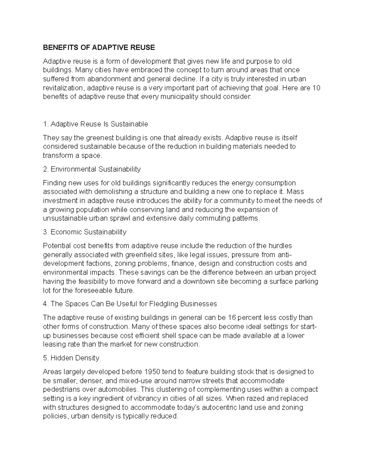 Benefits OF Adaptive Reuse - BENEFITS OF ADAPTIVE REUSE Adaptive reuse ...