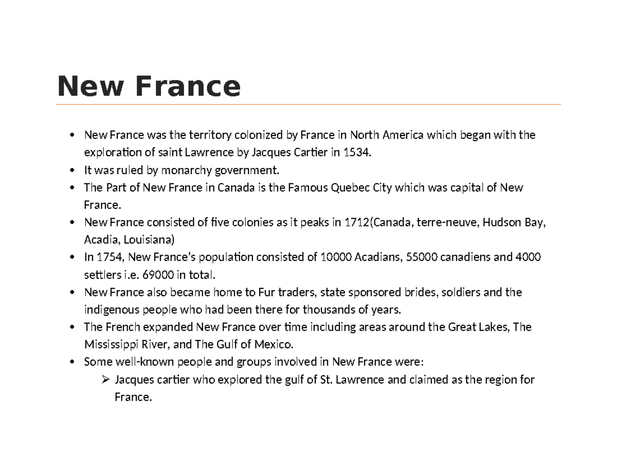 New France - This a mandatory assignment 1 that students need to do on ...