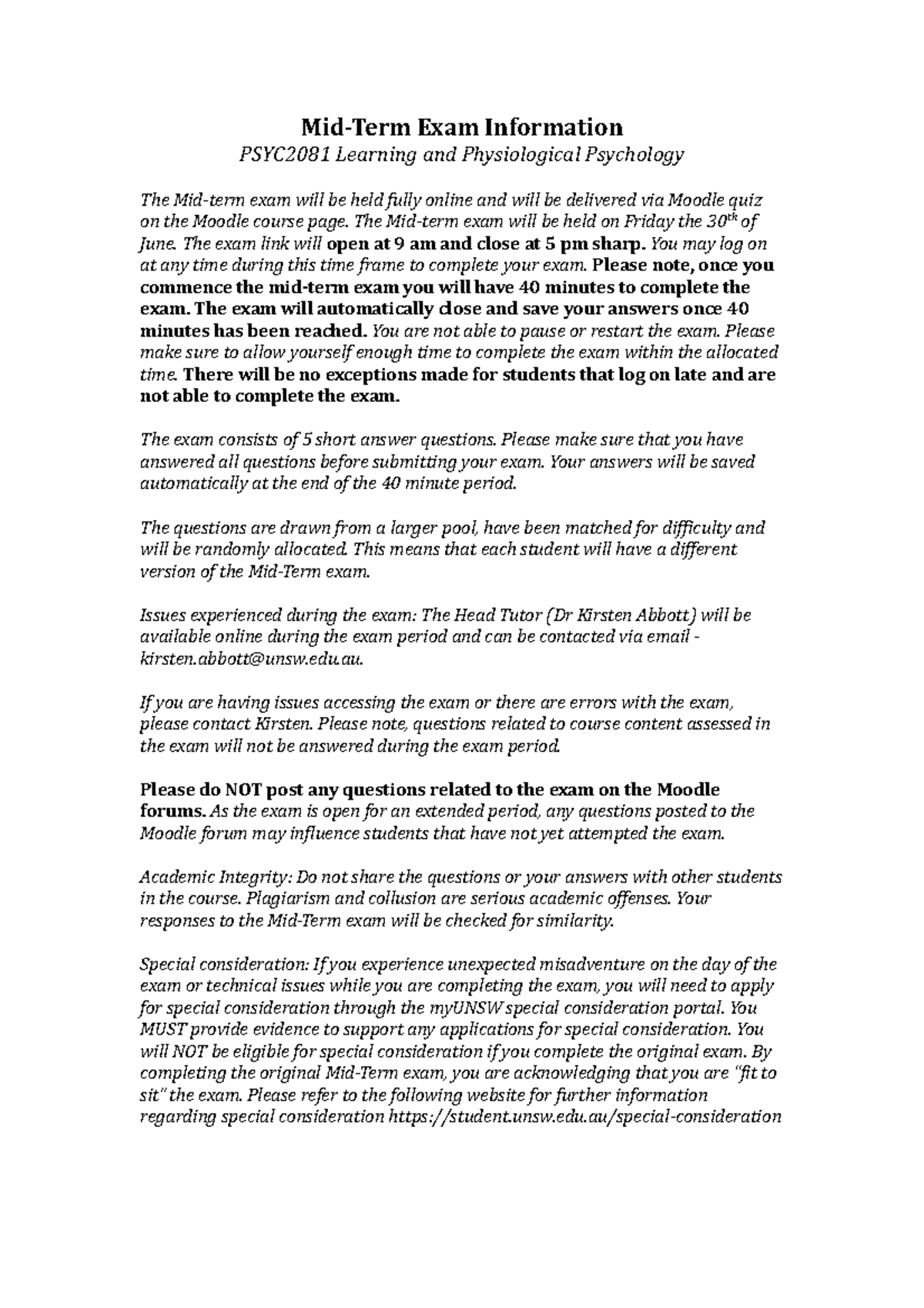 Mid-term exam instructions - PSYC2081 - UNSW Sydney - Studocu