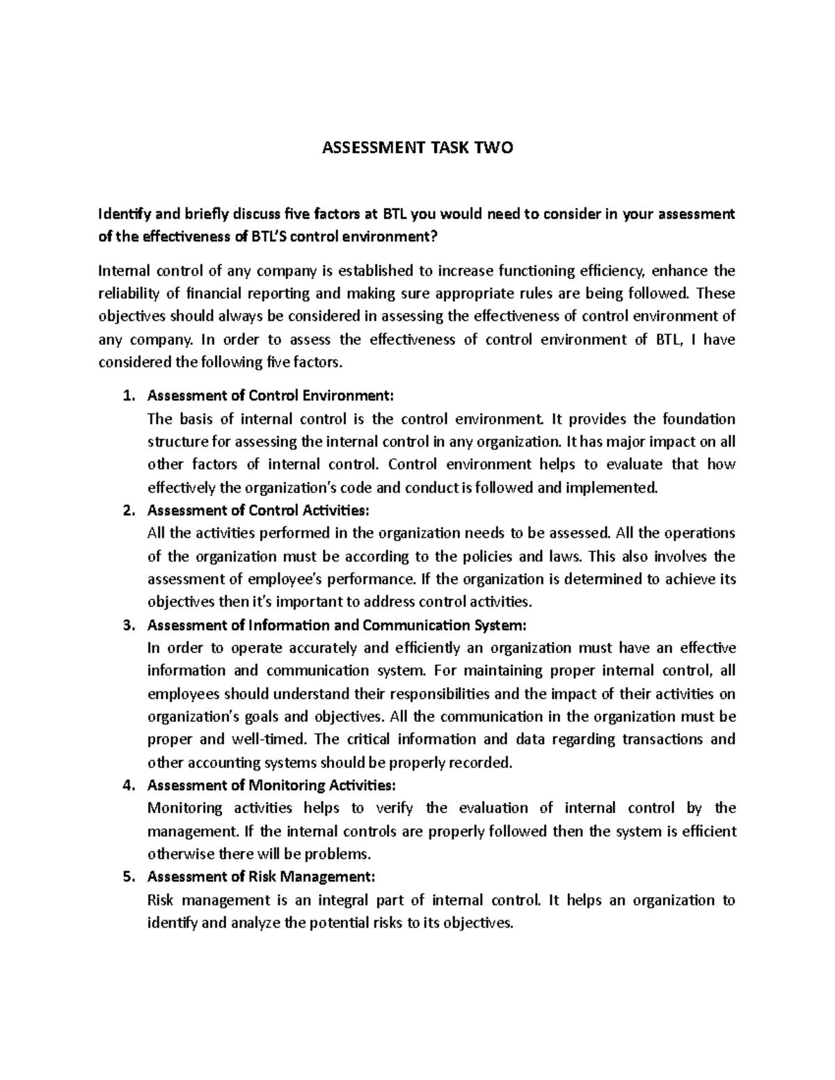Assessment TASK TWO(AISP) - ASSESSMENT TASK TWO Identify and briefly ...
