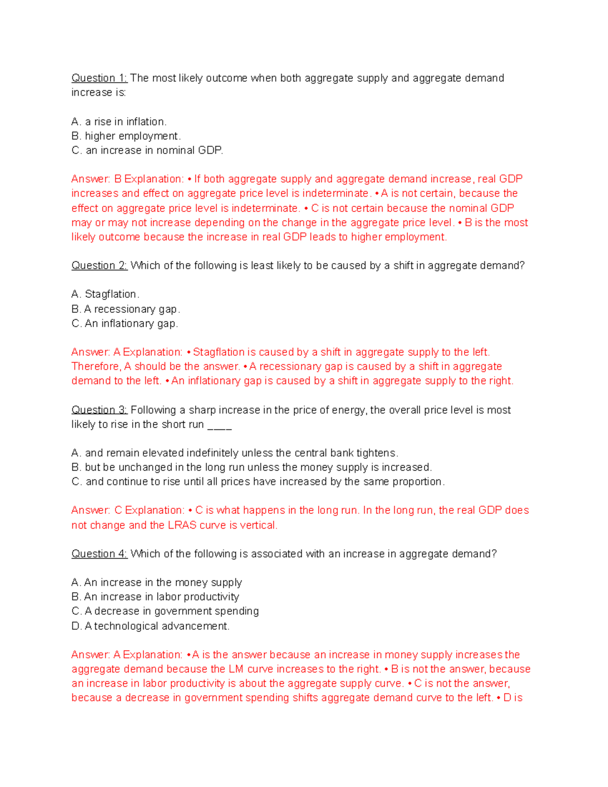 Econ Assignment 12 solved - Question 1: The most likely outcome when ...