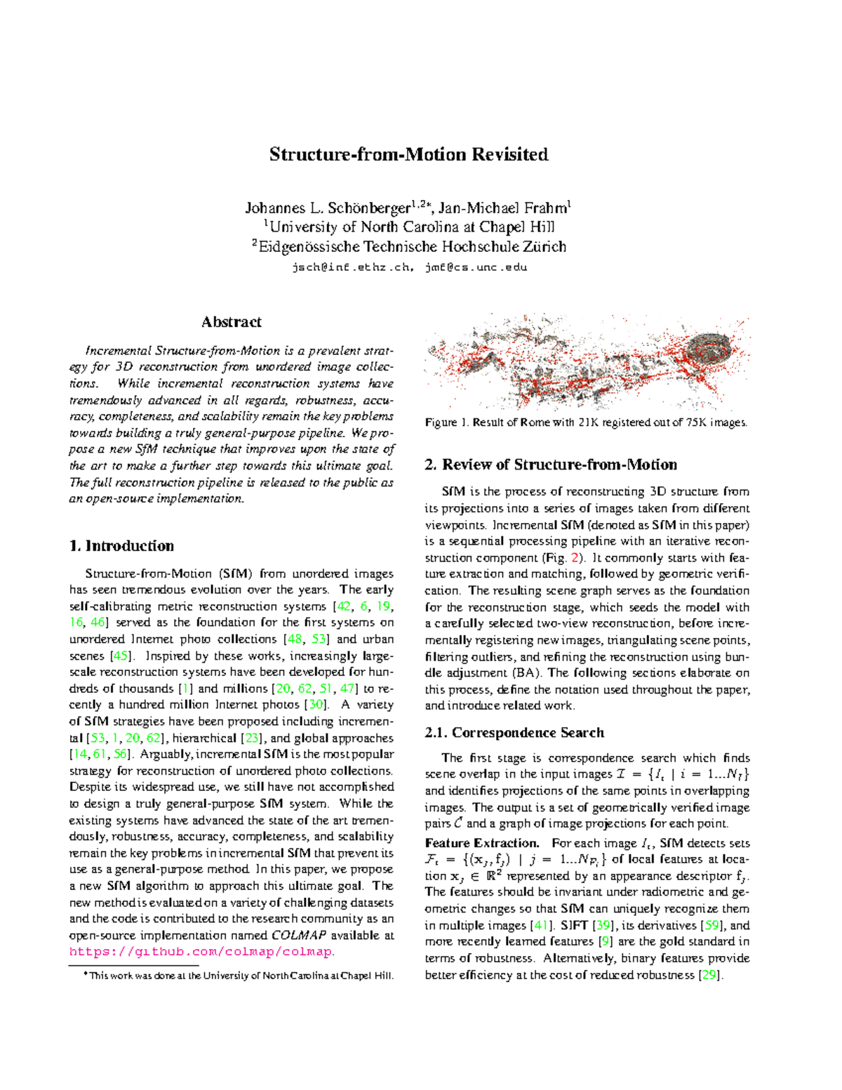 Schoenberger 2016 sfm - Describe sfm - Structure-from-Motion Revisited ...