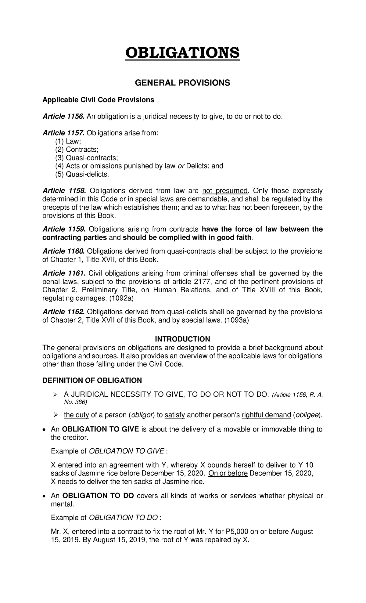 1 Obligations General-Provisions.docx - OBLIGATIONS GENERAL PROVISIONS ...