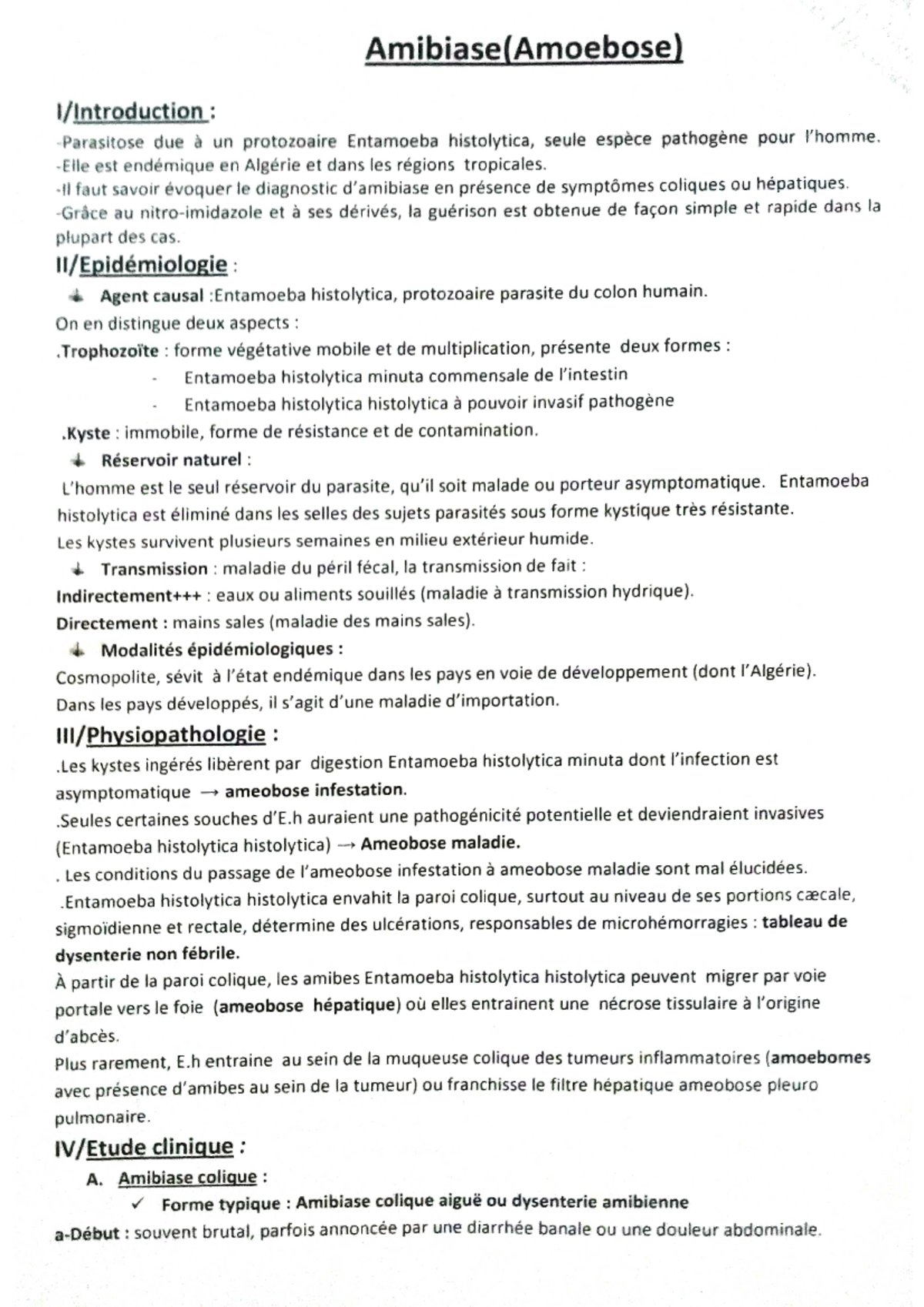 Amibiase bensouici - Amibiase(Amoebose) : due à un protozoaire ...