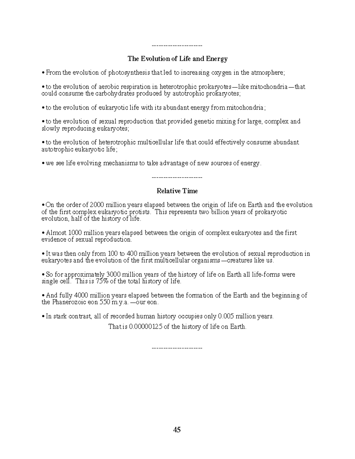 Biology Honors-45 - 45 - The Evolution of Life and Energy From the ...