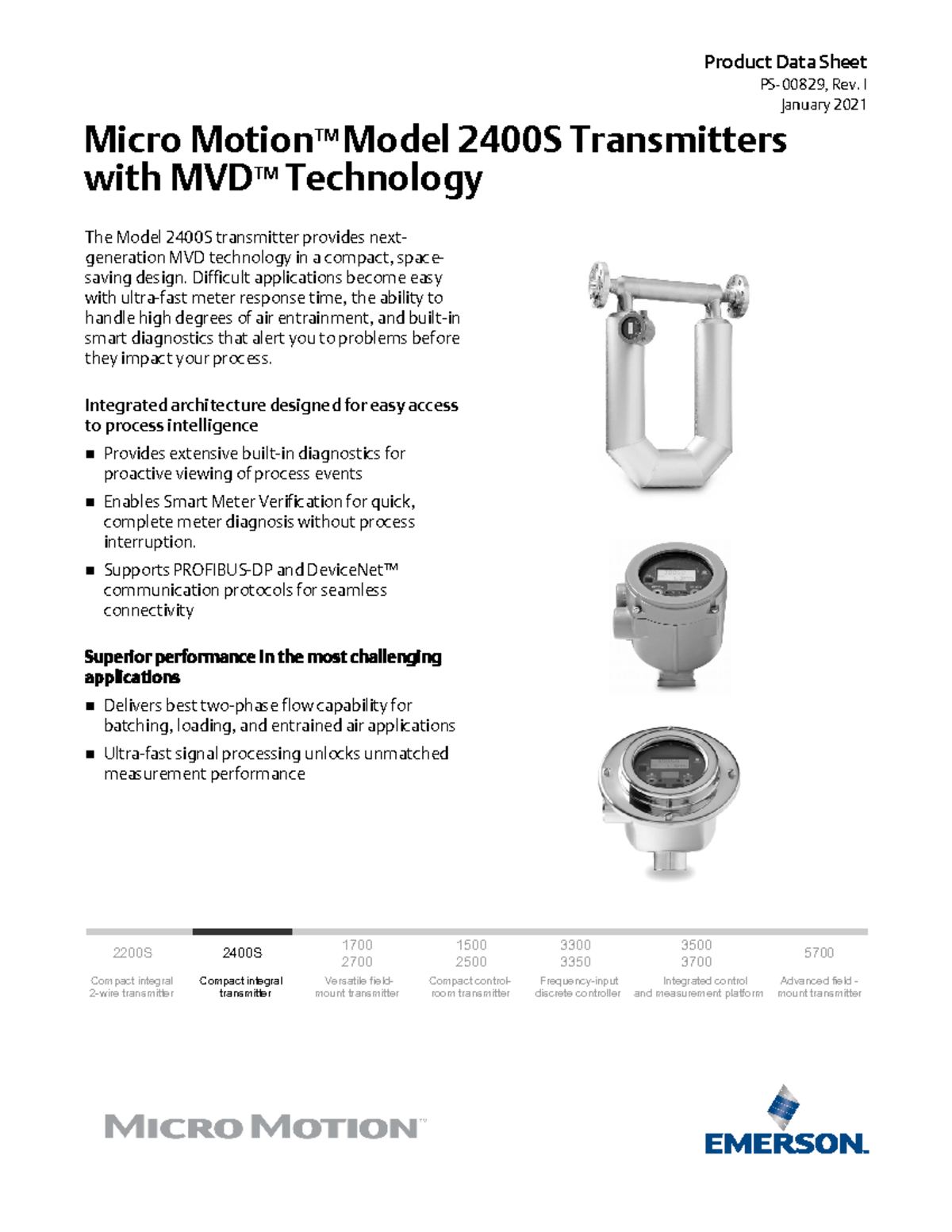 Product data sheet transmitters mvd technology 2400 series micro motion ...