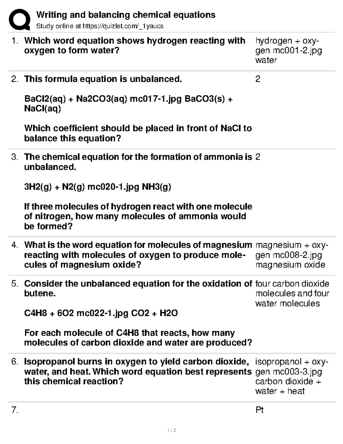 Writing and balancing chemical equations - BaCl2(aq) + Na2CO3(aq) mc017 ...