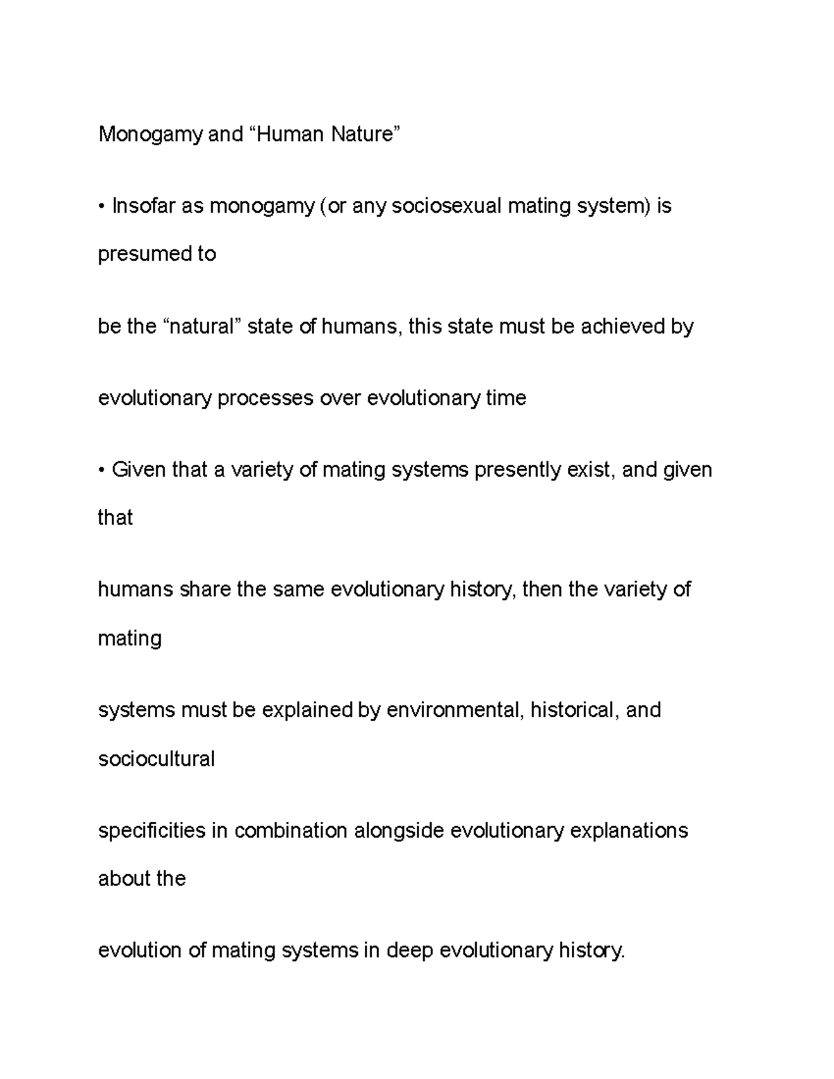 Anthropology monogamy notes part 1 - Monogamy and “Human Nature ...