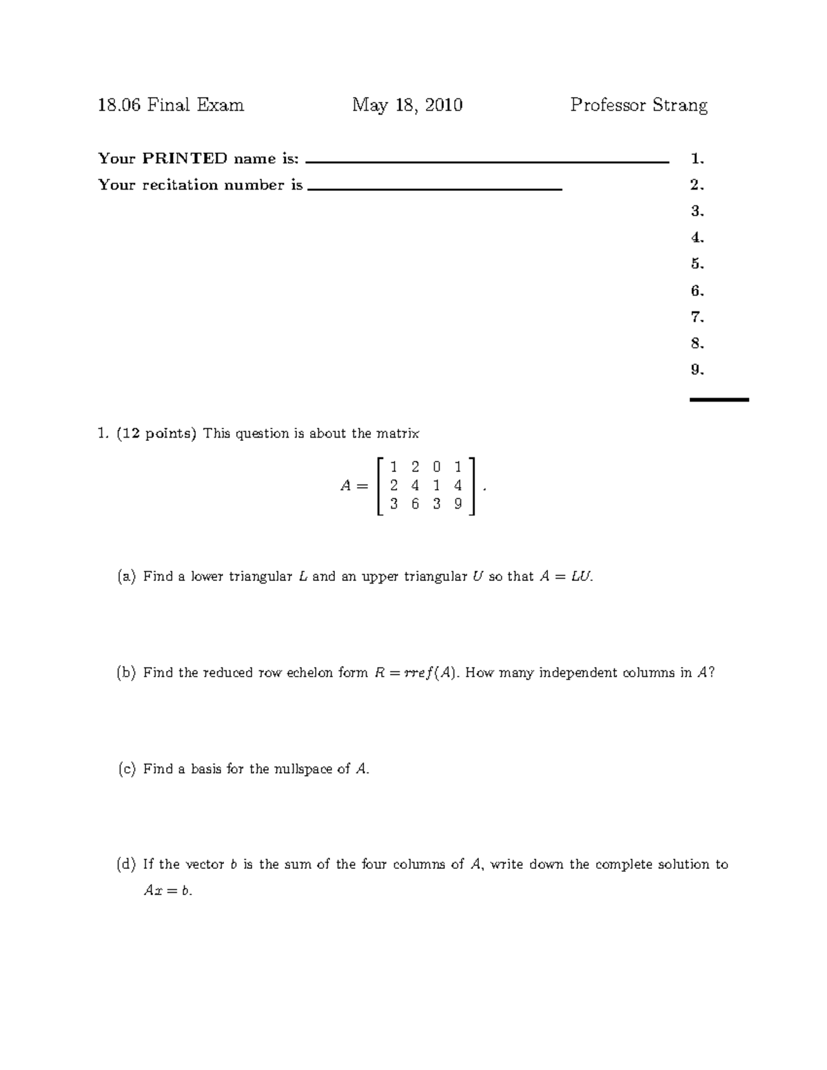 B799045 edd80df18879088 bcf872b214 MIT18 06S10 Final Exam - 18 Final ...