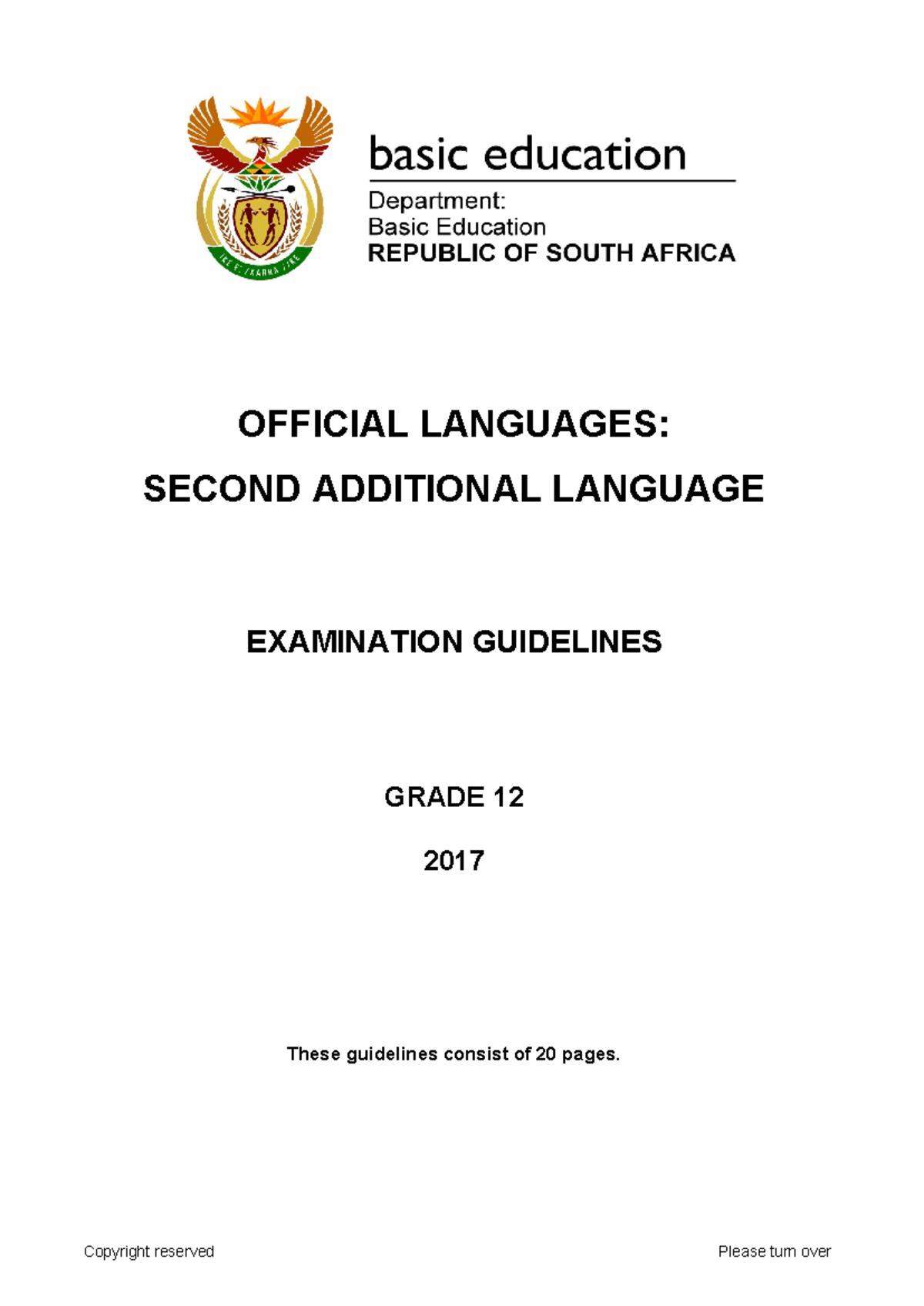 Amended SAL GR 12 Exam Guidelines 2017 - OFFICIAL LANGUAGES: SECOND ...