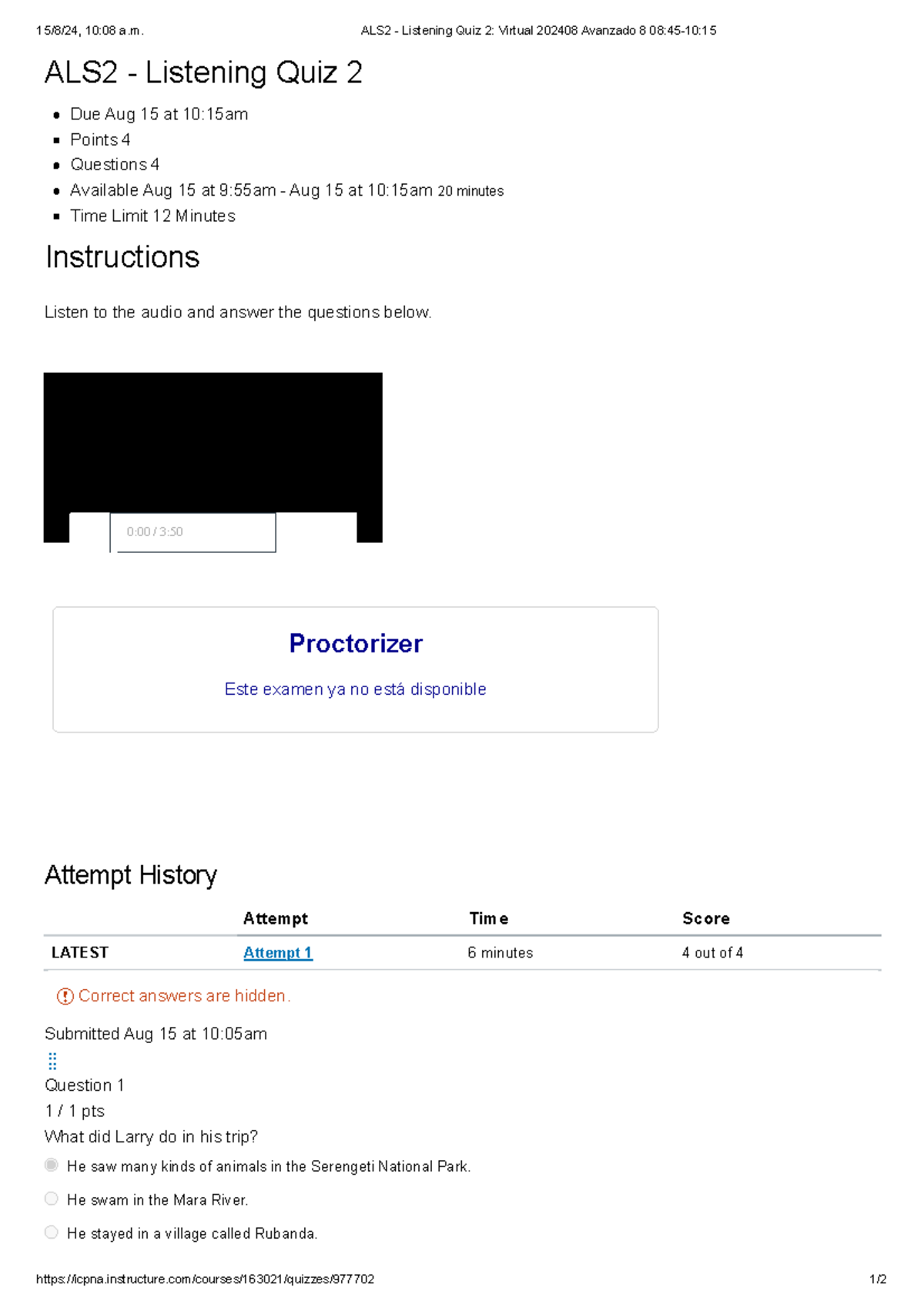 ALS2 - Listening Quiz 2 Virtual 202408 Avanzado 8 08 45-10 15 - ALS2 ...