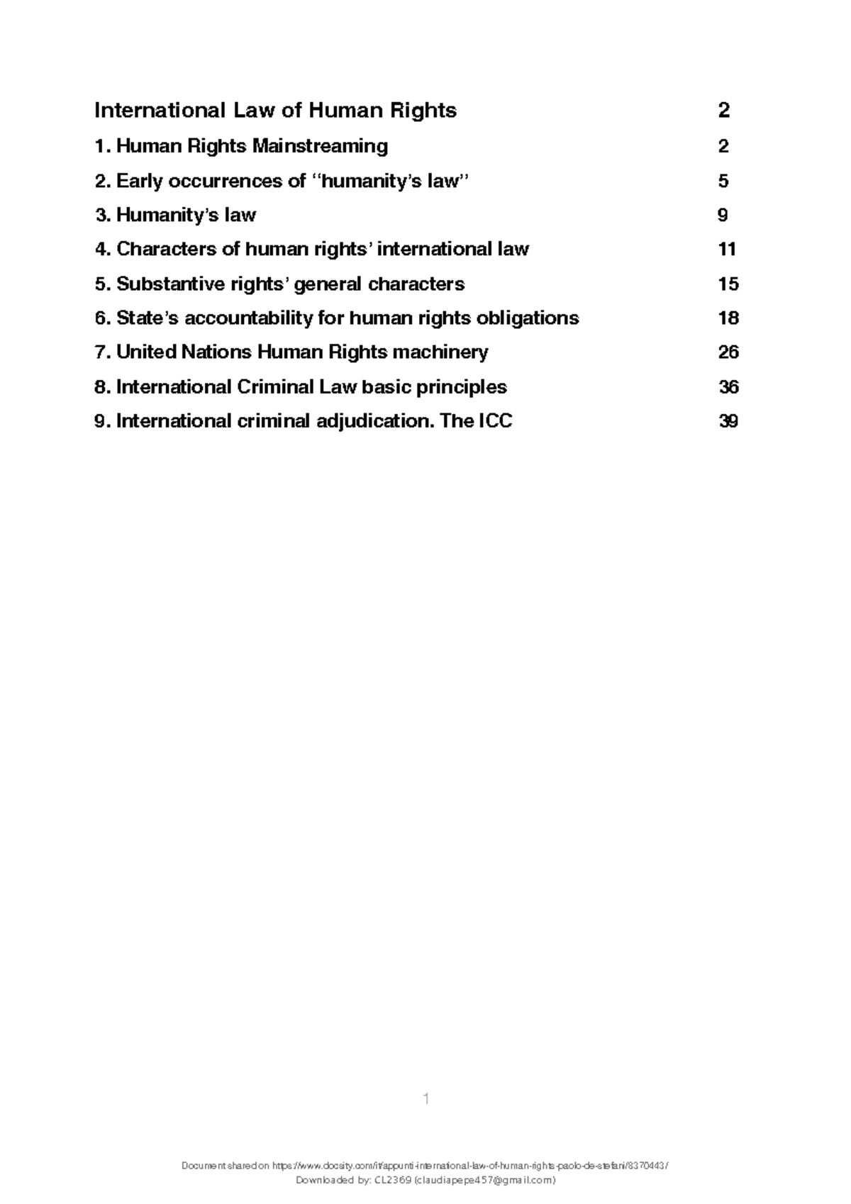 International Law of Human Rights Notes - Document shared on - Studocu